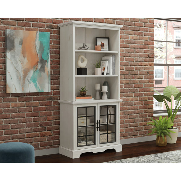 Wildon Home® 5-Shelf Bookcase With Doors In Winter Oak | Wayfair